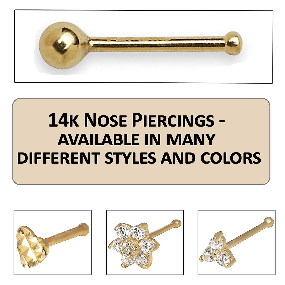 Jewelryweb Solid 14k Gold Small 1.5-mm 20-gauge Ball Nose Stud Bone Ring for women (yellow-gold or white-gold) (yellow-gold)