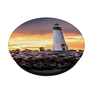 Fuzewear White Lighthouse Sunset PopSockets Stand for Smartphones and Tablets PopSockets PopGrip: Swappable Grip for Phones & Tablets