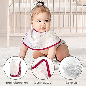 Baby Muslin Burp Cloths Sets for Unisex Newborn Burping Clothes 6 Pack Bibs Rags for Boys and Girls (Pink)