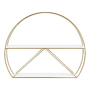 Kate and Laurel Delmar Modern Wall Shelf, 26 x 21, White and Gold, Glamorous Geometric Wall Decor