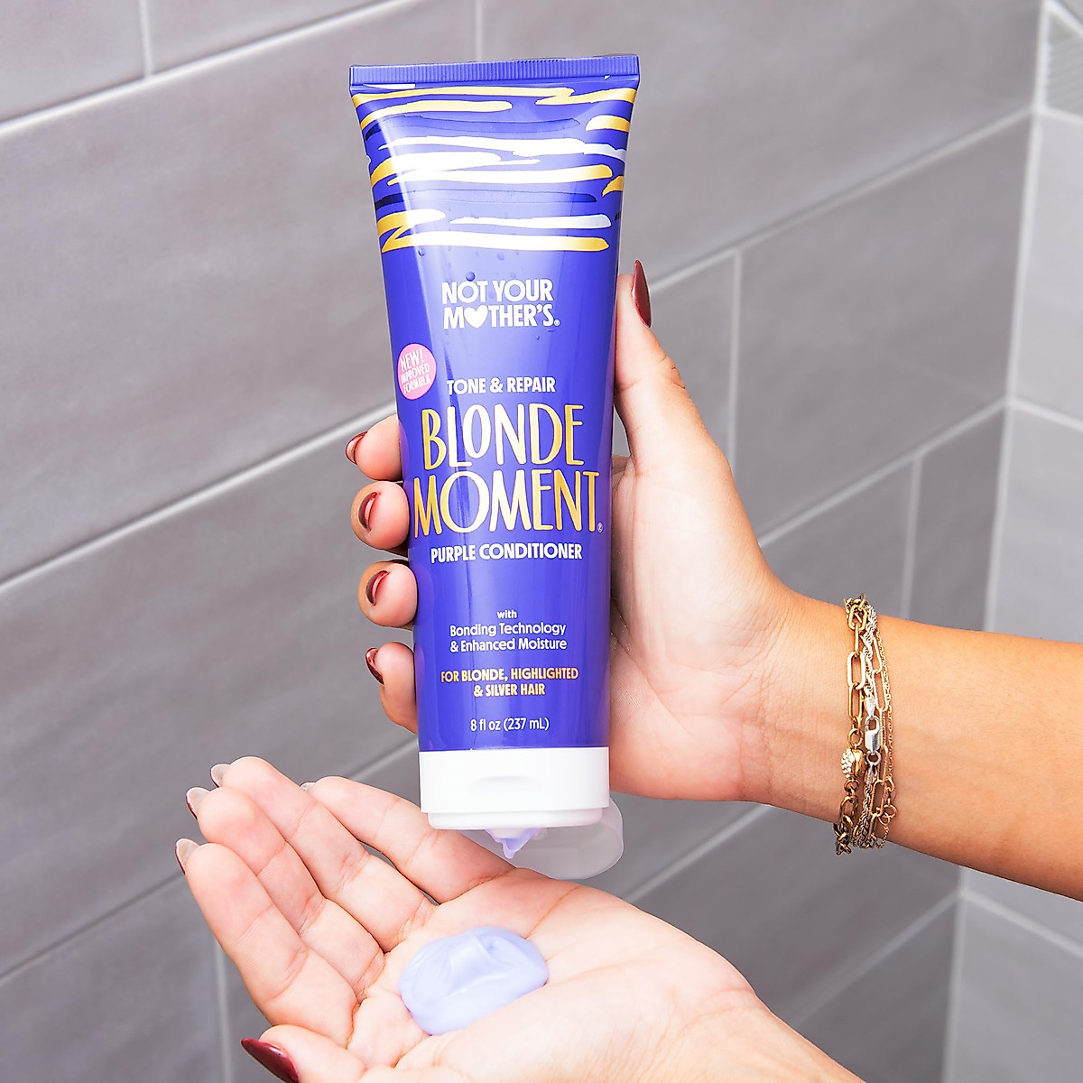 Not Your Mother's Blonde Moment Purple Shampoo and Conditioner (2-Pack) - 8 fl oz - Ideal for Blonde, Highlighted Brunette, Silver Hair - Helps with Bonding, Anti-Brass Toning, Repair, and Hydration