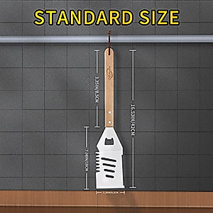 Qinshaine 4-in-1 BBQ Spatula, Multifunction Grill Spatula with Wooden Handle, perfect for BBQ grills and kebabs for camping picnics.