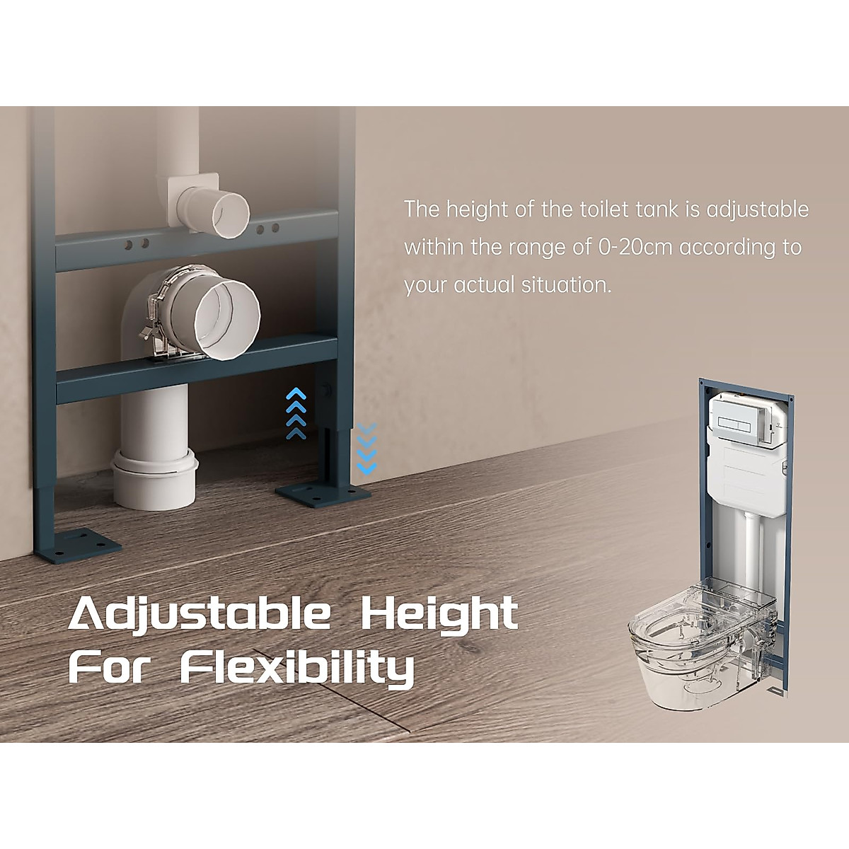 MEJE #MZE020P-WT In-Wall Toilet Tank Carrier with Dual-Flush Actuator Plate, White (Compitable with #MZE020P Wall-Hung Smart Toilet to work as A Intelligent Toilet Combo)