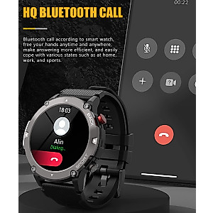 CNBRO Military Smart Watch for Men Android with Bluetooth Call Dial/Heart Rate/Blood Pressure/Blood Oxygen Monitor Mens Smartwatch for Steps,Calories,Mileage,Sports Data Record Tactical Fitness Watch