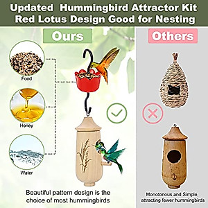 Wooden Hummingbird House Feeder with Rust Resistant Hooks,2024 New Garden Swing Nesting Kits for Outside Hanging Bird Finch Houses Home Decoration with Brush Nylon Lanyard