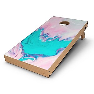 Design Skinz Marble Skin Set for Cornhole (Skin Only) - Marbleized Pink and Blue Paradise V432