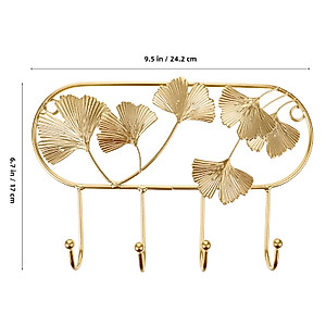 Homoyoyo Metal Wall Hook Ginkgo Leaf Decorative Vintage Coat Hooks Entryway Key Hook for Coat Hat Towel Rack Purse Key Bag Bathroom Bedroom Entryway Decor