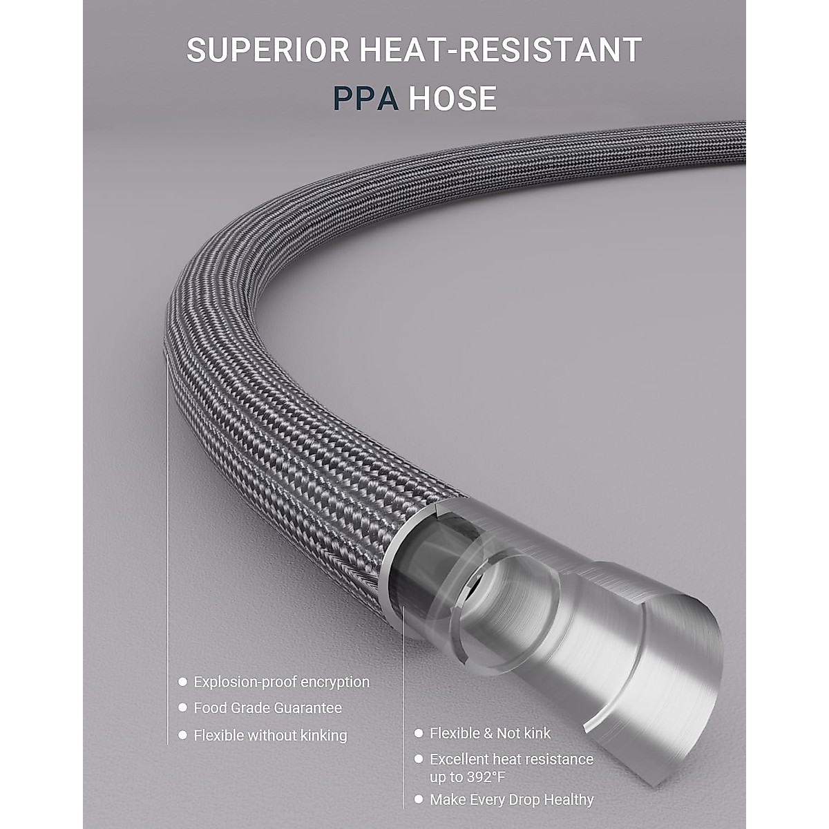 APPASO Kitchen Faucet with Side Sprayer, 2-Handle High Arch SUS304 Stainless Steel Brushed Nickel Kitchen Faucet with Pull-Out Side Spray for RV Laundry Utility Bar, 8-in 4-Hole Installation