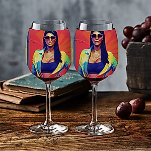 Kim Kardashian Art Wine Glass Sleeve - Unique Design Sleeves for Wine Glass - Printed Wine Glass Sleeve
