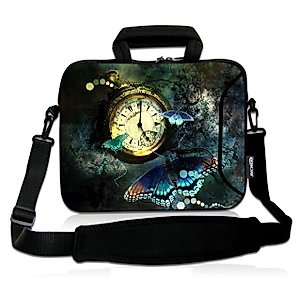 RICHEN 17 inch Laptop Shoulder Bag Carrying Case PC Cover Pouch with Handle Fits 15.6/16/17/17.3/17.4 inch Notebook (16-17.3 inch, Clock & Butterfly)
