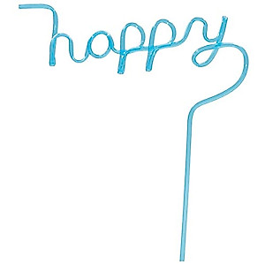 iscream Super Sized Super Silly Set of 3 Word Shaped Drinking Straws - Yum, Love and Happy