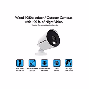 Night Owl 1080p HD Wired Indoor/Outdoor Add-On Cameras with Built-in Motion-Activated Spotlights, 100 ft. of Night Vision, Wide Viewing Angle and Color Night Vision (2-Pack)