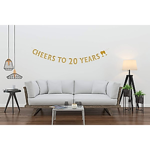 MAGJUCHE Gold glitter Cheers to 20 years banner,20th birthday party decorations