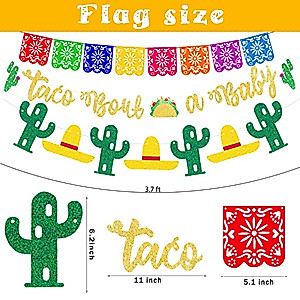 Taco Bout a Baby Decorations Kit, Hombae Mexican Fiesta Baby Shower Decoration Supplies, Fiesta Paper Fans, Banner, Cake Topper, Llama and Cactus Cupcake Toppers