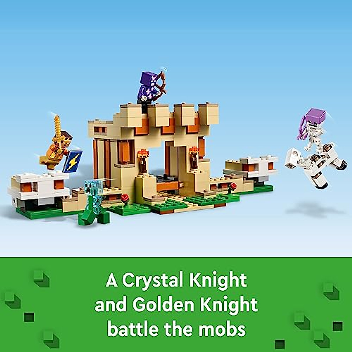 LEGO Minecraft The Iron Golem Fortress 21250 Building Toy Set, Playset Featuring a Crystal Knight and Golden Knight, A Fortress and a Giant Golem, Build and Display Minecraft Toy for 9 Year Old Kids