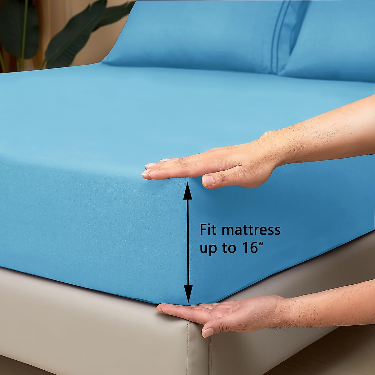 Mejoroom Twin Sheet Set - Hotel Collection Twin Sheets - Bedding Sheets & Pillowcases with Deep Pocket Fitted Sheet, Breathable, Wrinkle & Fade Resistant - 3 Piece(Twin,Denim Blue)