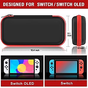 Switch Carrying Case Compatible with Nintendo Switch and New Switch OLED Console, Switch Case Protective Hard Shell Portable Switch Travel Case, Switch Carrying Case for Accessories and Games Black