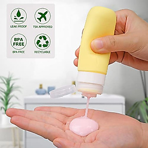 Kitchen GIMS Travel Bottles for Toiletries 3 oz Travel Size Bottles BPA Free Leak Proof Travel Silicone Bottles Travel Liquid Containers for Shampoo Conditioner and Lotion with Toiletry Bag
