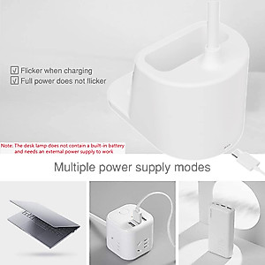 Small Desk Lamp with Wireless Charger, Desk Lights for Home Office - LED, White,Brightness Adjustment, 3 Color Modes,500LM, Study Lamp with Pen Holder， Desktop Study Desk Lamp for College Dorm Room