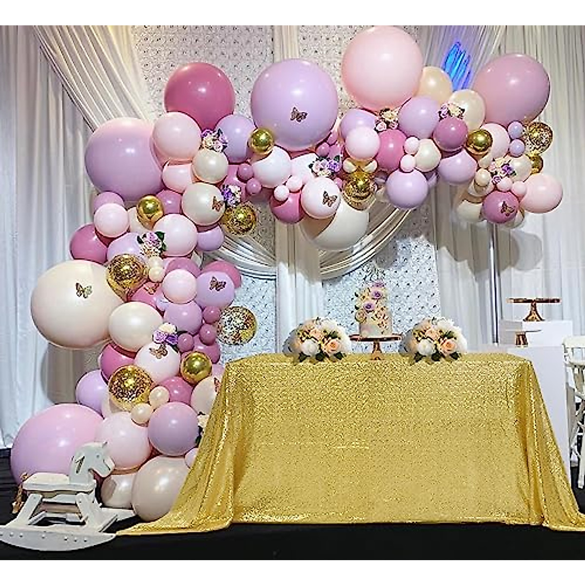 CEMIALLY Gold Sequin Tablecloth for Parties Decoration,50"x50" Rectangle Cover Overlay Sparkle Glitter Shimmer Small Table Cloth for Wedding Birthday Baby Shower Bridal Banquet Dessert Reception Table