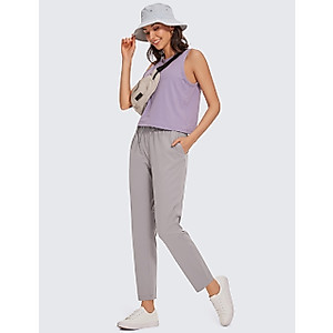 CRZ YOGA Womens 4-Way Stretch Ankle Golf Pants - 7/8 Dress Work Pants Pockets Athletic Travel Casual Lounge Workout Dark Chrome Small