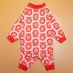 LovinPet Large Dogs Recovery Suit, Pet Anxiety Relief, Anti Licking Pajamas for Large Dogs Under Dog Sweater, Breathable Beautiful Sun Flower Prints Dog Pajamas Pitbull Clothes 3XL