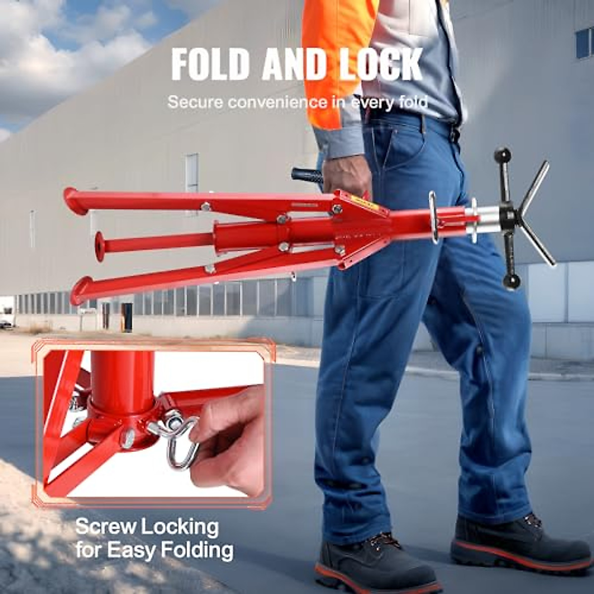 Mophorn V Head Pipe Stand Adjustable Height 28-52 Inch, Jack Stands 2500 LB. Capacity,Folding Portable 1/2 to 12 Inch Supporting,Steel