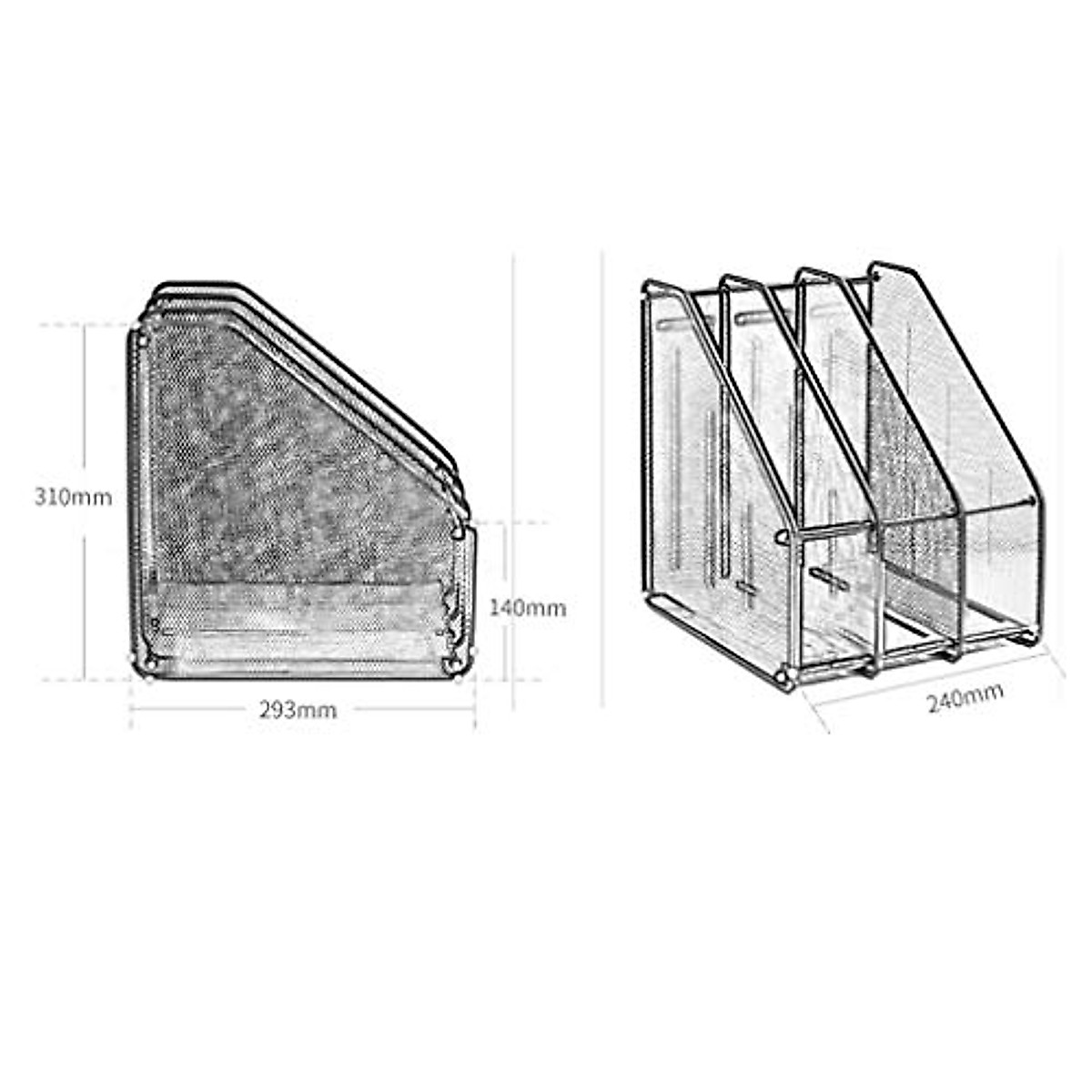 Mesh File Box Magazine Rack Box Book Shelf Storage Bar Rack Metal Disassemble Thicken Freestanding Desk Office Supplies Black 24X29.3X31CM MUMUJIN