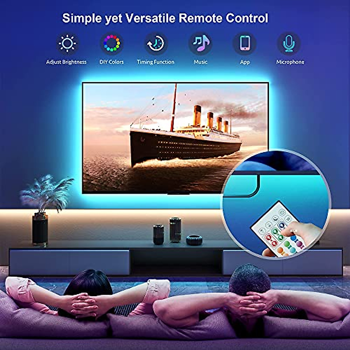 Nexillumi LED Strip Lights 6.56ft TV LED Backlight for 24 Inch-60 Inch TV RGB LED Strip USB Powered, APP Control Sync to Music, Bias Lighting, 5050 RGB for Mirror, PC, Android iOS