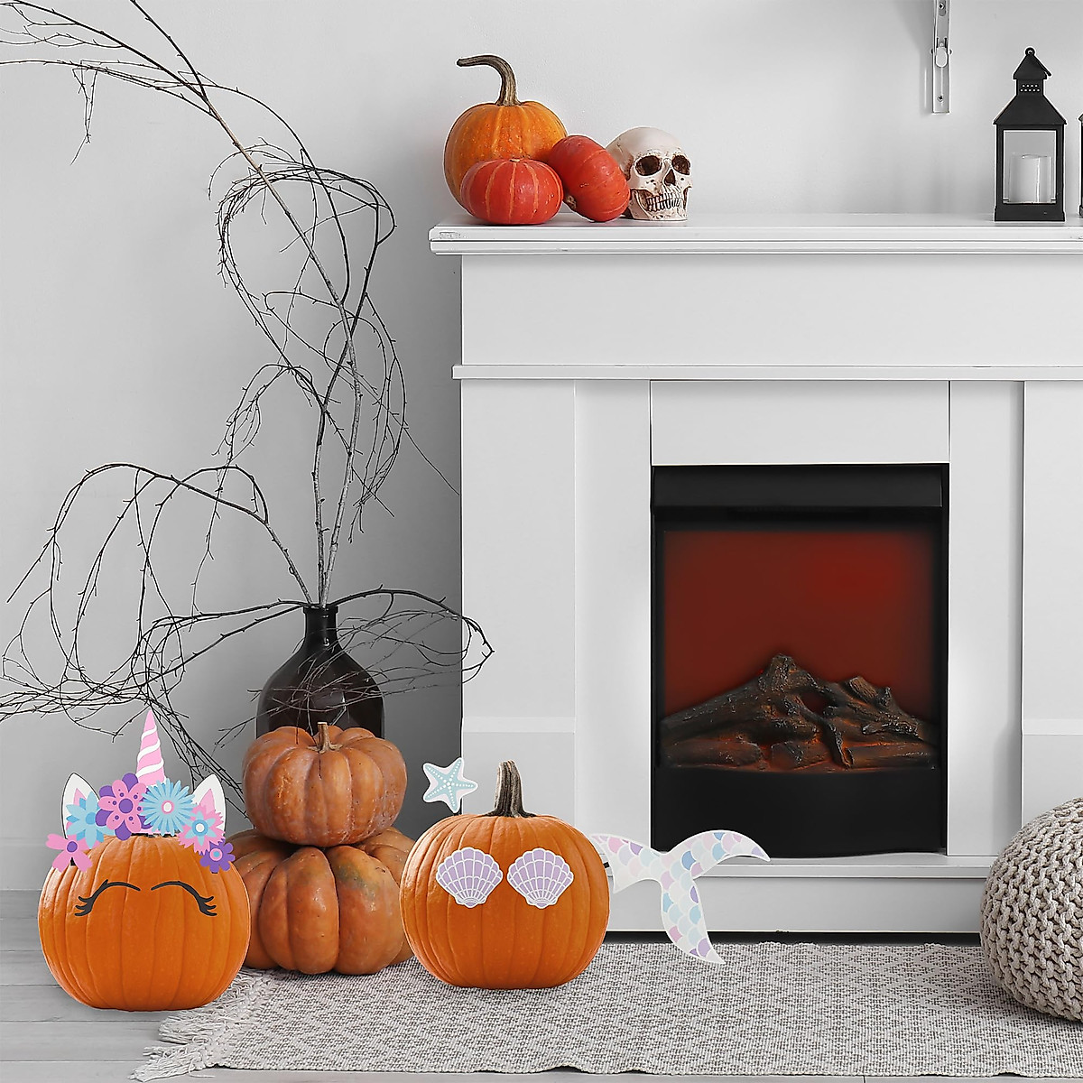 Decorae Halloween Pumpkin Kit Sets (Unicorn and Mermaid Theme), 13 Reusable Metal Accessories for Halloween Fall Pumpkin Face Decorating