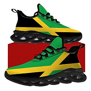 Ciadoon Jamaica Shoes for Women Men Jamaica Jamaican Flag Tennis Sneakers Running Walking Shoes Gifts for Her Him,Size 8 Men/10 Women Black