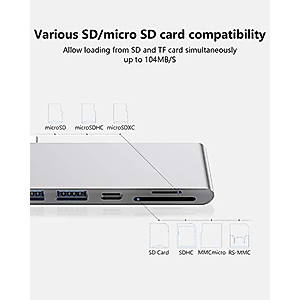 Purgo USB C Hub for MacBook Pro 13 M2 Air 2022/2021-2018, MacBook Adapter with 4K HDMI, 100W PD, 40Gbps TB3 5K@60Hz, USB-C, 2 USB 3.0 and SD/Micro Card Readers