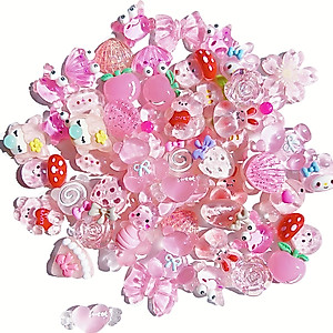 FULUSODO 60pcs Slime Charms Cute Set, Bulk Mixed Resin Charms Set Ornament Scrapbooking