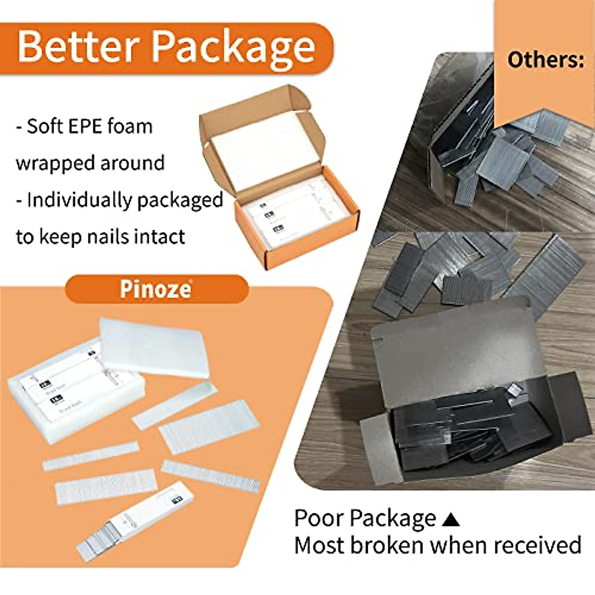 PINOZE 18 Gauge Brad Nails Galvanized, 5000-Count (2”, 1-1/4”, 1”, 3/4”, 5/8 Inch) 18GA Nail Gun Nails Assorted and Small Finishing Nails Assortment for Pneumatic, Electric Brad Nailer Gun