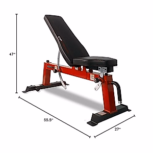 CAP Barbell Deluxe Utility Weight Bench, Red (FM-CS804DX-RD)