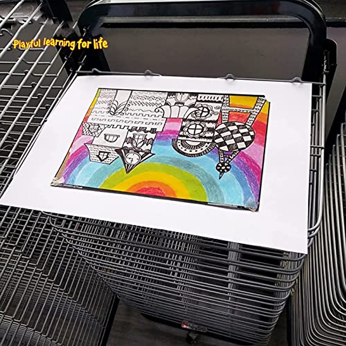 15 Shelves Art Drying Rack Wire Drying Rack Metal Steel Art Organizer Mobile Painting Drying Shelf with 3 Wheels for Schools and Art Clubs, 4K Paper Shelves 21.2 X 15.3 Inches