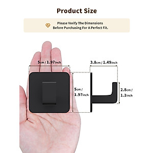 GWAAZXGZ Square Self Adhesive Towel Hooks - Matte Black Bathroom Hooks for Hanging Towel, Coats, Modern and Stylish Hooks for Bathrooms and Kitchen, 2 Pack