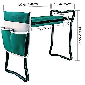 Garden Kneeler and Seat,with 2 Tool Bags Pouches and Claw Gloves,Portable Lightweight Garden Bench Thicken EVA Foam Pad Sturdy Steel Pipe Practical Garden Tools(Green)