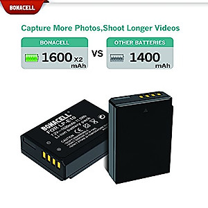 Bonacell LP-E10 Battery 2 Pack and LCD Dual Charger Compatible wihth Canon EOS EOS 1100D, EOS 1200D, EOS 1300D, 1500D, 2000D, 3000D, Rebel T3, T5, T6, Kiss X50, Kiss X70 Digital Camera