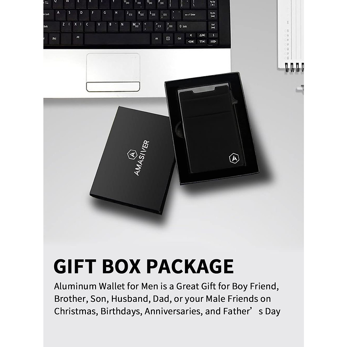 Amasiver Metal Card Holder Pop Up Wallet for Men Credit Card Slim Minimalist Wallet RFID Blocking Protection Cards Case Business Money Pocket for Notes and Coins and Debit Cards | Black