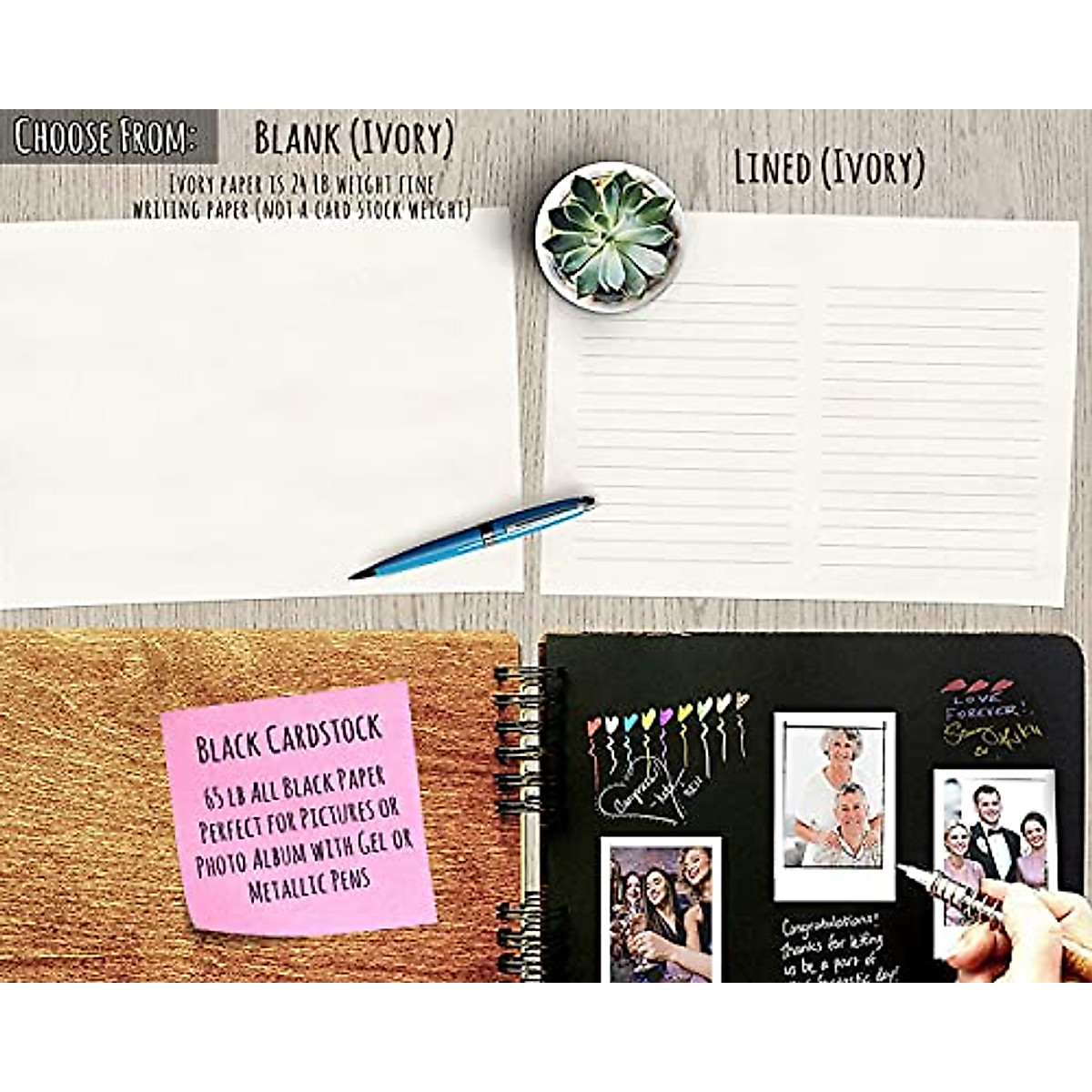 Wooden Rustic Guest Book 11" x 8.5" : Made in USA (Customize Inside Pages, Front Cover Custom Engraved)