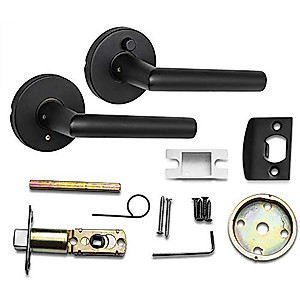 Berlin Modisch Privacy Lever Door Handle Sleek Round Easy to Open Locking Lever Set [for Bedroom or Bathroom] Reversible for Right & Left Sided Doors Heavy Duty - Iron Black Finish