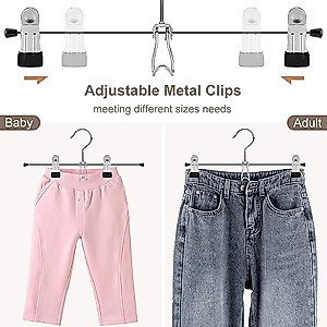 Add-On Metal Pants Hangers with Clips,ESEOE Skirt Hangers Space Saving with Cascading Hook,Adjustable Non-Slip Clip Hangers for Pants, Jean, Shorts, Heavy Duty Skirt Hangers for Women,10 Pack