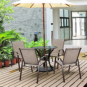 Tangkula 2 Piece Patio Dining Chairs, Outdoor Bistro Chairs W/Curved Armrests, Easy-to-Dry Fabric, Reinforced Steel Frame, Wide & Comfortable Camping Chairs for Garden, Poolside, Backyard (1, Grey)