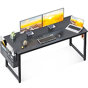 ODK Computer Writing Desk 55 inch, Sturdy Home Office Table, Work Desk with A Storage Bag and Headphone Hook, Vintage