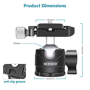 NEEWER 28mm Low Profile Tripod Ball Head 360° Panoramic Rotating with 1/4" Arca Type Quick Release Plate and Bubble Level for DSLR Cameras Tripods Monopods Slider, Max Load: 5kg/11lb