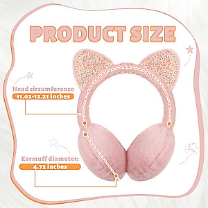 Henoyso 2 Pcs Cute Animal Earmuffs Winter Kids Earmuff Warm Fluffy Cat Ear Earmuffs for Girls Boys Kids Children Outdoor (Pink, White)