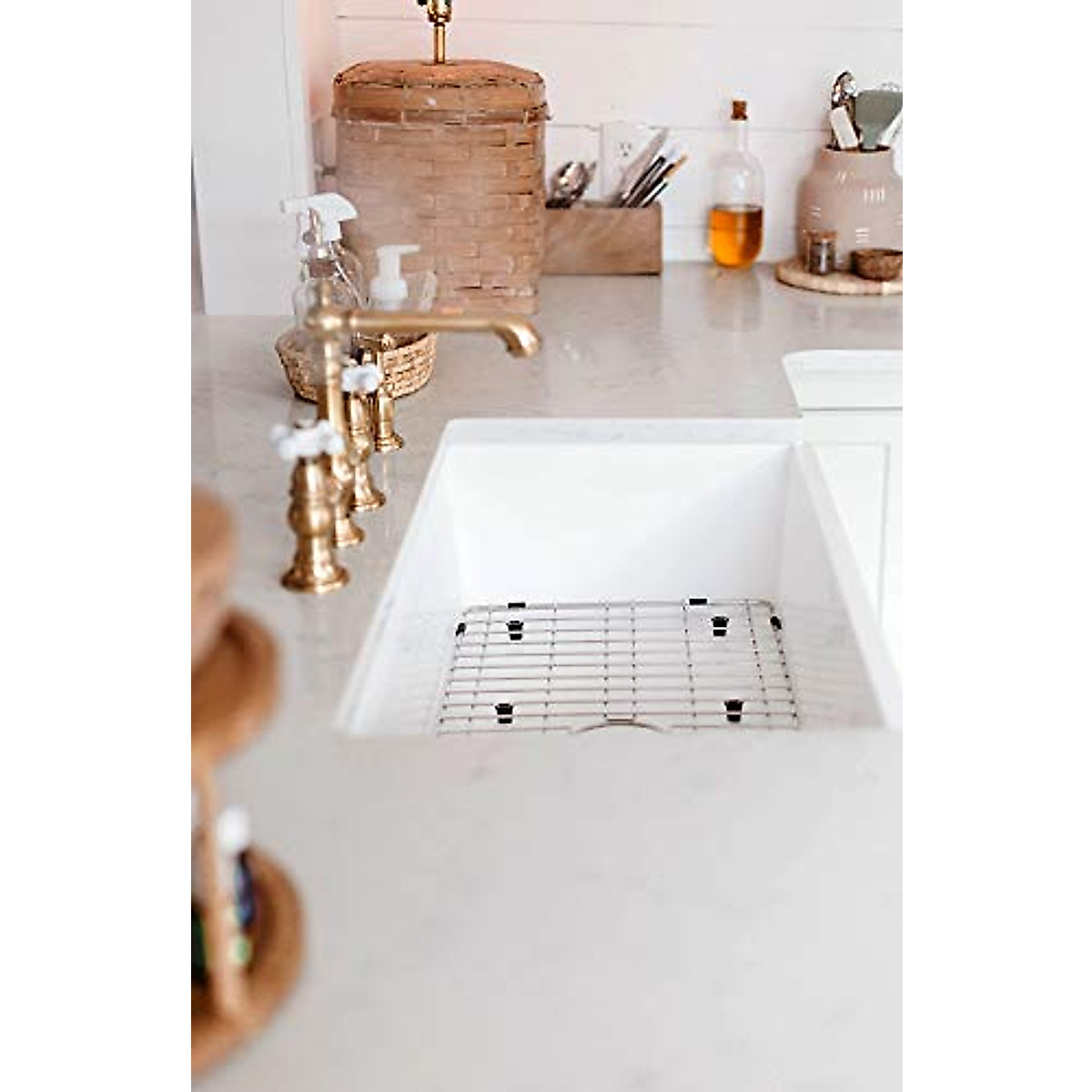 Kingston Brass KS7277PXBS English Country 8" Bridge Kitchen Faucet with Sprayer, Brushed Brass