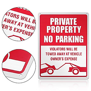 3 Pieces No Parking Sign, 14 x 10 Inches Reflective Private Property Sign Violators Will Be Towed Sign, Rust Free Aluminum, UV Protected, Weather Resistant, Waterproof, Durable Ink, Easy To Mount