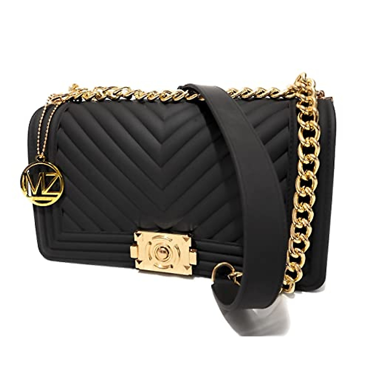 MariaKinz Jelly Crossbody/Shoulder Purse (Black Chevron)